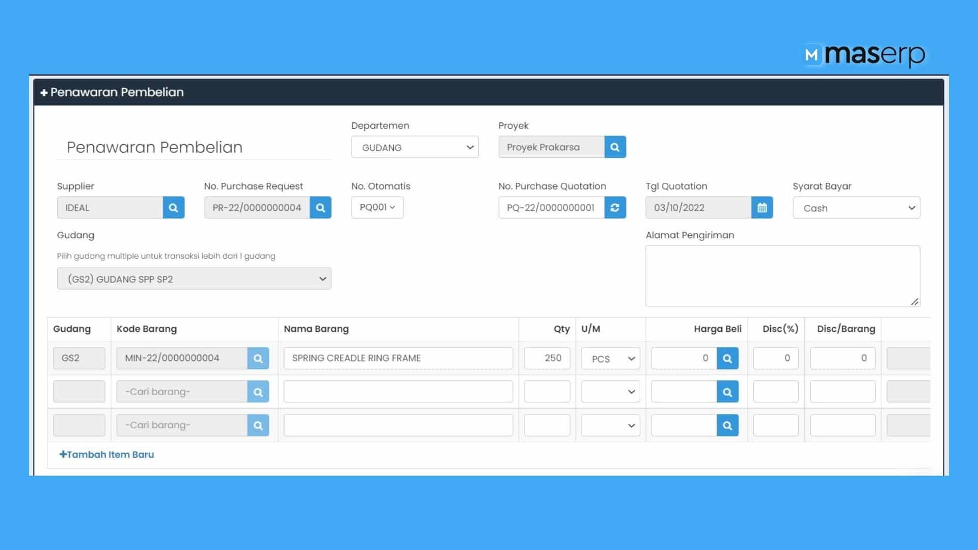Purchase Quotation dan Rekomendasi Softwarenya